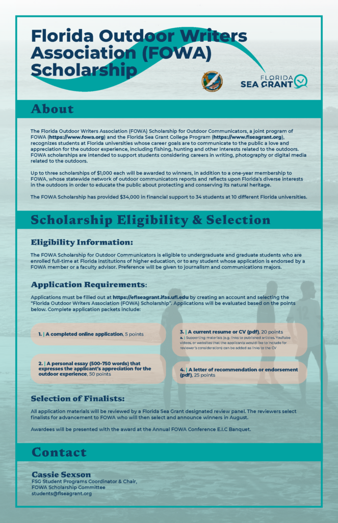 Florida Outdoor Writers Association (FOWA) Scholarship - Florida Sea Grant