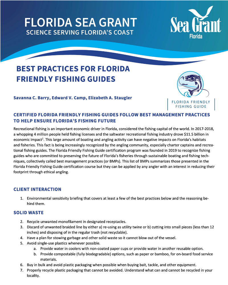 Best Practices For Florida Friendly Fishing Guides - Florida Sea Grant