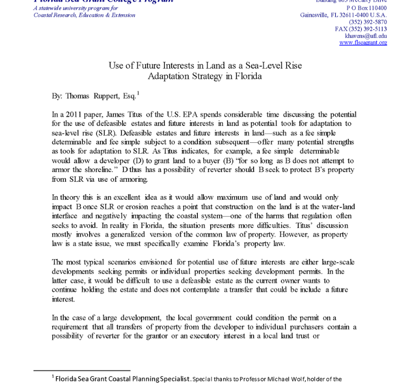 Use of Future Interests in Land as a Sea-Level Rise Adaptation Strategy ...