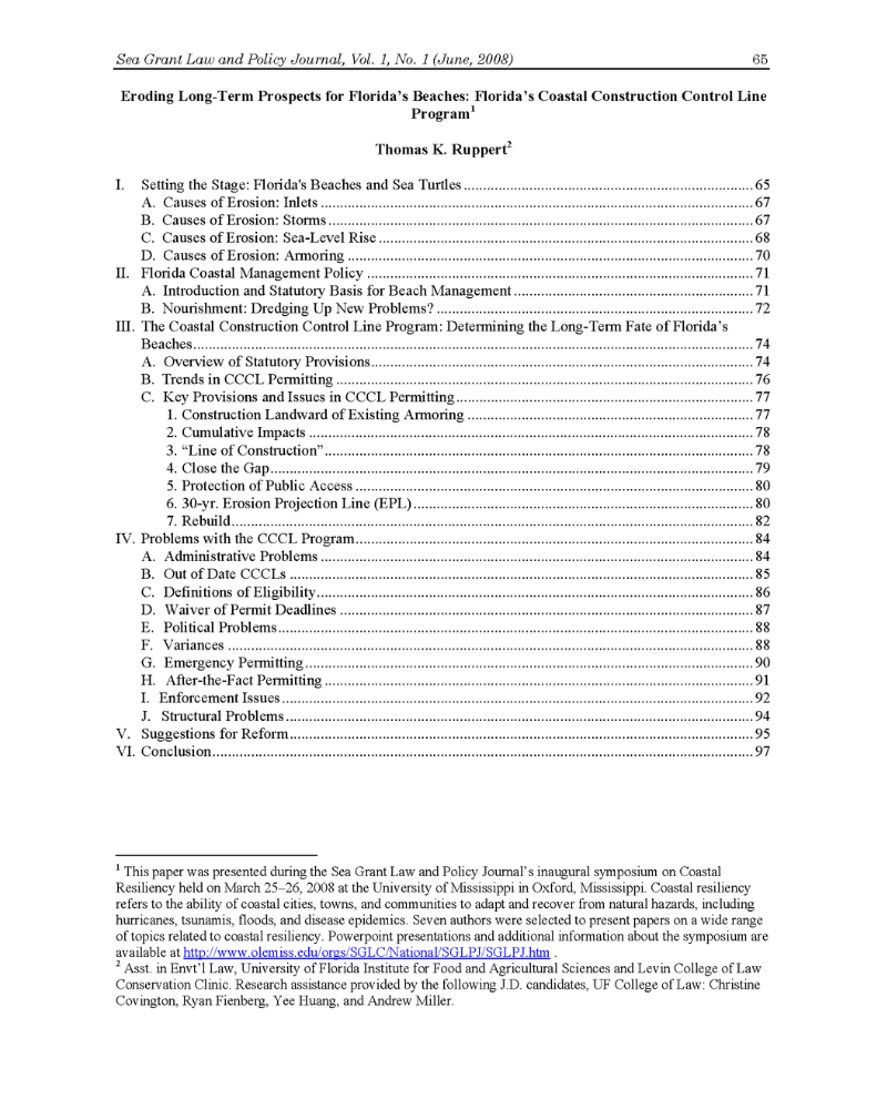 Eroding Long-Term Prospects for Florida’s Beaches: Florida’s Coastal ...