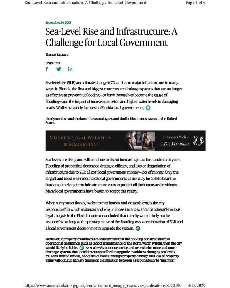 Sea Level Rise and Infrastructure: A Challenge for Local Government ...