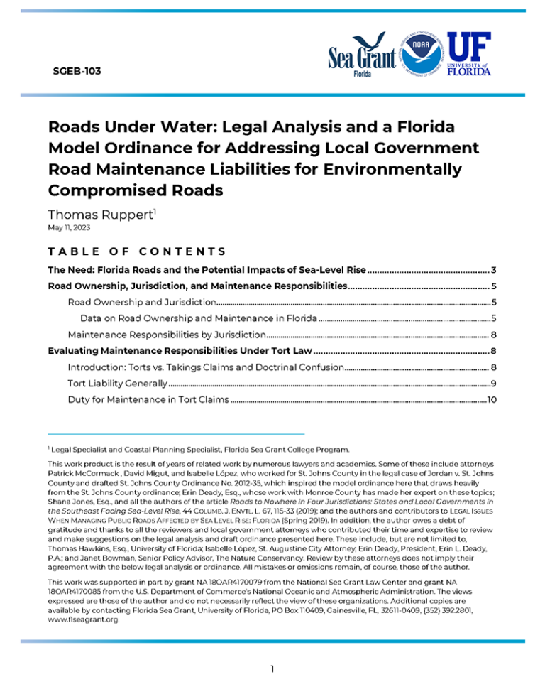 Roads Under Water: Legal Analysis and a Florida Model Ordinance for ...